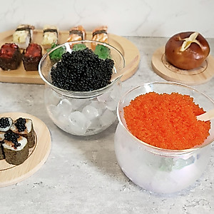 ThougrLyh Caviar Server Set Glass Caviar Dish with 2 Pcs Shell Caviar Spoons Chiller Server with Ice Holder for Shrimp Ice Cream Martinis and Cocktails Dishwasher Safe Caviar Serving Dish