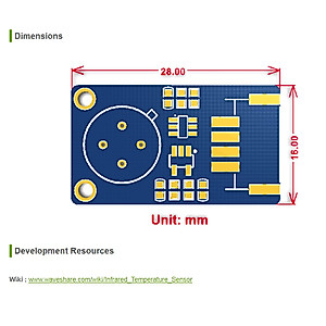 Waveshare Contact-Less Infrared Temperature Sensor High prcision High Resolution Fast Response SMBus and PWM Output Support 3.3V/5V MCU