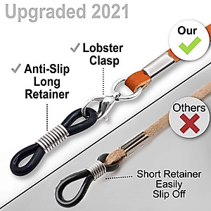 Eyeglasses Holder Strap Cord - PREMIUM ECO LEATHER Eyeglasses String Holder Chain Necklace - Glasses Cord Lanyard - Eyeglass Retainer