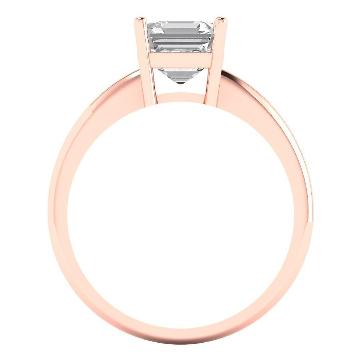 Clara Pucci 1.50 ct Asscher Cut Solitaire Stunning Lab Created White Sapphire Bridal Designer Anniversary Engagement Ring 14k Rose Gold 7