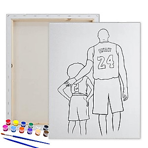 Pre Drawn Canvas Kobe Tribute Paint Kit | Adult & Teen Sip and Paint Party Favor | DIY Birthday Paint Kit ((S 8x10 CANVAS ONLY))