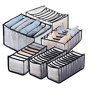 HSLFUAI 6PCS Clothing Organizers | Drawer Organizer Clothes Transparent Mesh Drawer Clothes Storage, Clothes Storage Drawers (6PCS Jeans+Thirts+Bra+Underware+Socks) Clothes Organizer Shirt Organizer