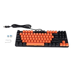 753 Wired Mechanical Keyboard, 87 Keys Blue Switch Two‑Tone Keycap Gaming Keyboard, Black & Orange Gaming Keyboard for PC Gamer Computer(75391b48gnask362)