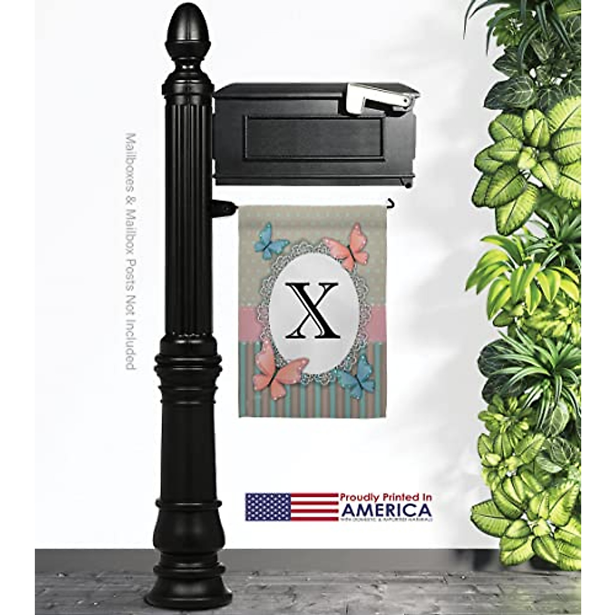 Breeze Decor X Initial Garden Flag Set Mailbox Hanger Monogram Friends Bugs & Frogs Butterfly Ladybugs Dragonfly Bee Springtime Insect Natural Wildlife House Yard Gift Double-Sided, Made in USA