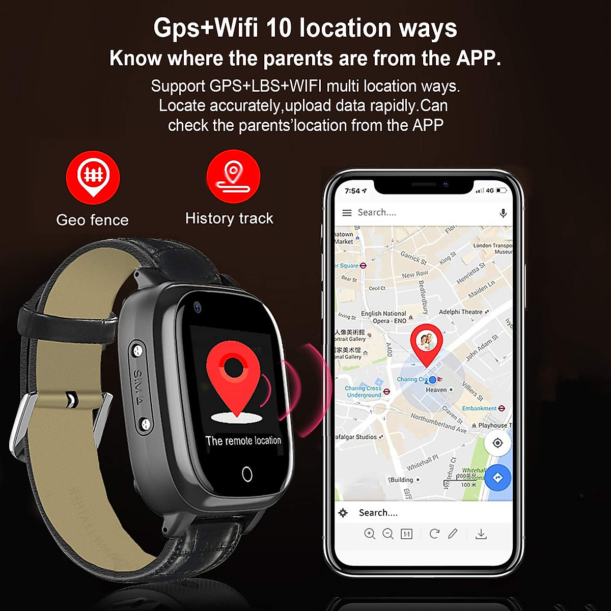 Elderly GPS Smart Watch Phone, 4G Heart Rate Blood Pressure Monitoring Smartwatch, 1.3" Touch Screen Camera Anti-Lost SOS Safety Fence Waterproof for Dementia Alzheimer's Christmas Birthday Gift