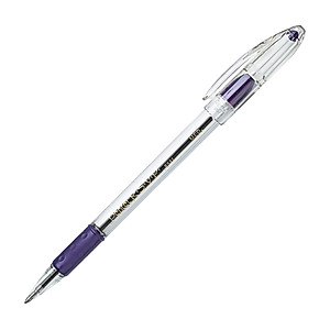 Pentel® R.S.V.P.® Ballpoint Pens, Medium Point, 1.0 mm, Clear Barrel, Violet Ink, Pack Of 12