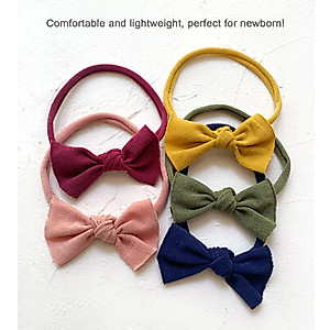 Cherssy Newborn Headbands and Hair Bows, 10pcs Super Soft Nylon Hairbands for Baby Girls