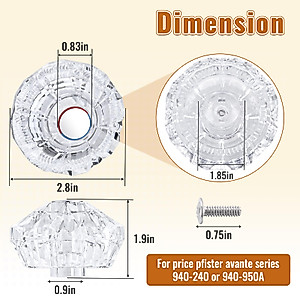 Single Shower Faucet Handle Replacement for Price Pfister Style Avante Series 940-240 or 940-950a, Clear Acrylic Shower Knob Replacement use for Bathroom Sink (940-950A)