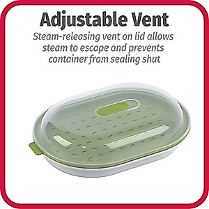 GoodCook BPA-Free Plastic Microwave Vegetable and Fish Steamer, Green