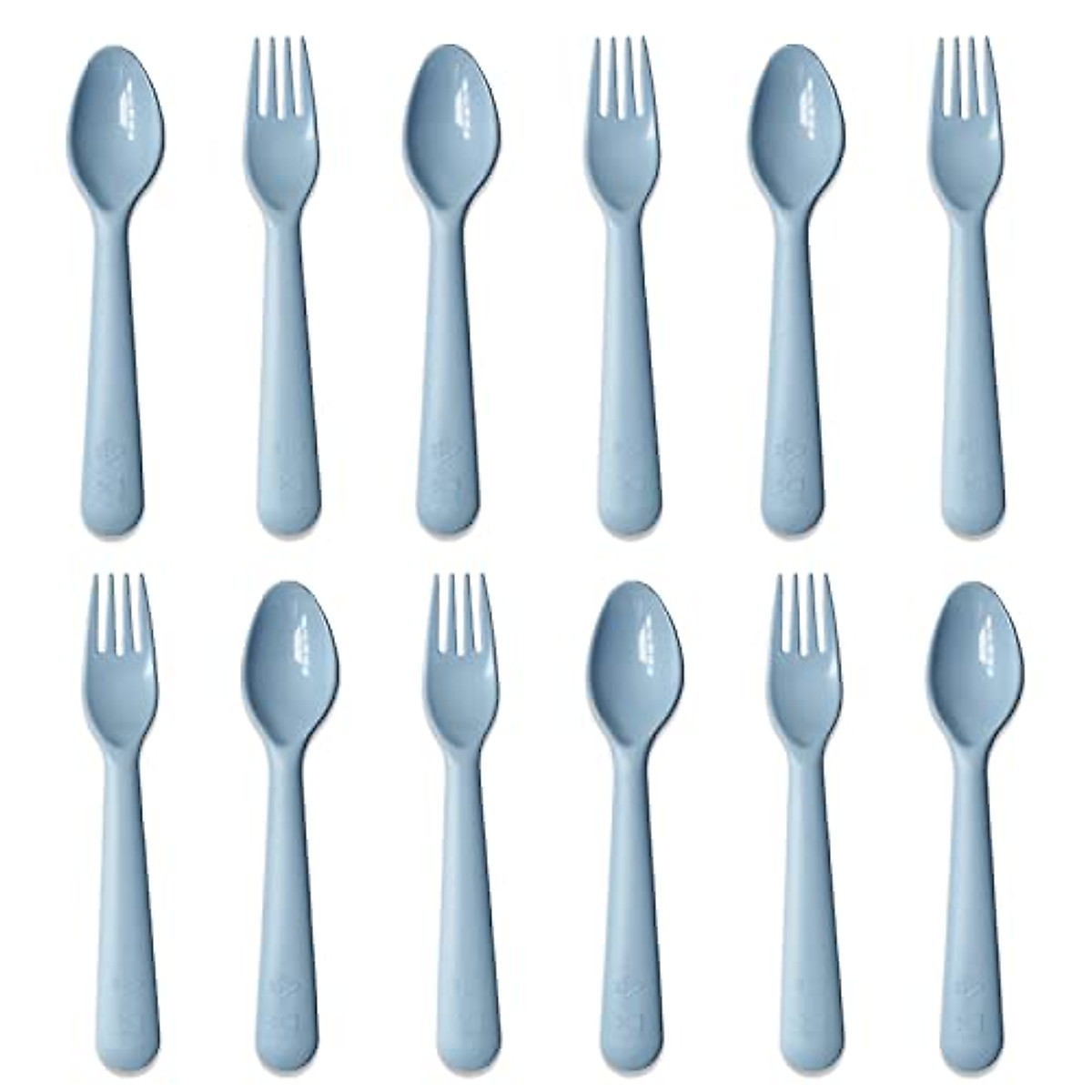 Muulaii 12 Pcs Plastics Toddler Utensils kids Silverware Baby Spoons and Forks Set Baby Feeding Dinnerware Utensils BPA Free Microwave Dishwasher and Freezer Safe (Blue)