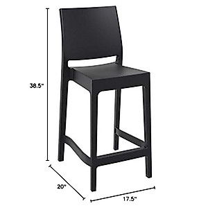 Home Square Resin 25.6" Counter Stool in Black - Set of 2