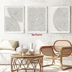 Minimalist Circle Geometric Line Art Boho Wall Art Set of 3 Neutral Abstract Canvas Painting Pictures Boho Prints Wall Art Unframed Artwork Posters for Bedroom Living Room Decor 16x24inch No Frame