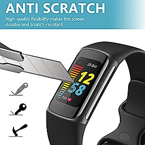 EZCO 4-Pack Screen Protector Compatible with Fitbit Charge 6/5, 3D Full Coverage Screen Protector Cover Film Accessories for Charge 6 5 Smart Watch [Anti-Scratch][Crystal Clear]