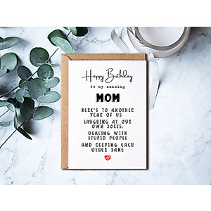 KrysDesigns Birthday Card Mom - Greeting Card - For Mom - Happy Birthday To My Amazing Mom - Funny Card For Mom - Quote Queen Cards