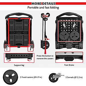 Collapsible Shopping Carts with Crates for Groceries (Black-198lbs)