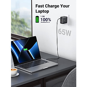 UGREEN 65W USB C Charger 4 Ports USB C Power Adapter GaN PD Fast Wall Charger Compatible with MacBook Pro/Air M2, Dell XPS 13, iPad Pro/Air, iPhone 15 Pro Max/14, Galaxy S23, Steam Deck, and More