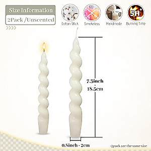 Unscented Spiral Twisted Candles Milk White Dinner Candlestick 7.5 Inch Short Swirl Candles for Home Decor Wedding Party