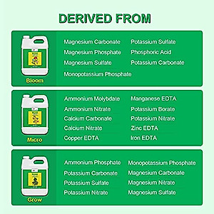 Bloom Grow Micro Liquid Nutrients - Flourish Hydroponic Garden Plant Fertilizer Series for Plants, Vegetables and Soil (Pack of 3-1 Liter Each) -Upgraded Version