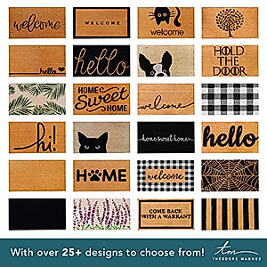 THEODORE MAGNUS Natural Coir Doormat with Non-Slip Backing - 17 x 30 - Outdoor/Indoor - Welcome Mats - Natural - Welcome w/Border - COIR-1730-15-121