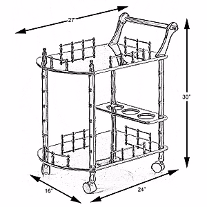 Serving Bar Cart Tea Trolley, 2 Tier Shelves on Rolling Wheels, Mobile Liquor Bar for Wine Beverage Drink Dinner Party, Utility Kitchen Storage Island Coffee Cabinet for Dining Living Room, Wood Brown
