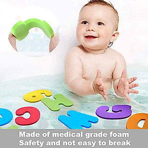 Bath Toys Organizer + 36 Soft Foam ABC 123 Letters & Numbers Bathroom Alphabet Baby Toys for Early Learning Foam Letters and Quick Dry Storage Net Bag