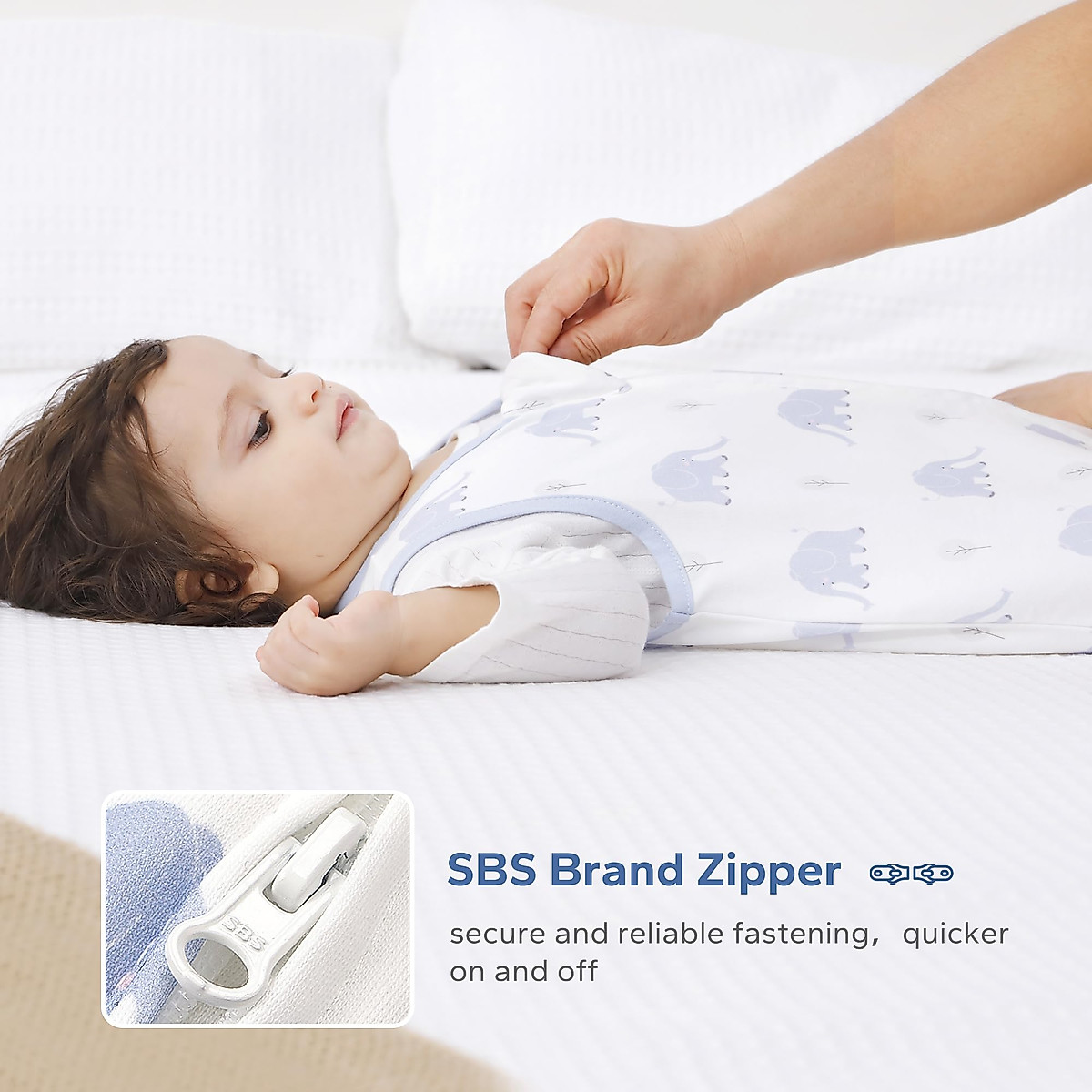 ZIGJOY Baby Wearable Blanket Cotton Sleep Sack Baby Sleeveless Soft Sleeping Bag with 2-Way Zipper for Baby, Cotton Sheep, 6-12 Months