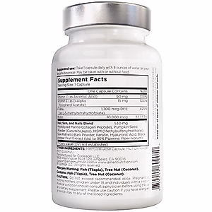 Amen Biotin Collagen Vitamins+ 10,000 mcg Biotin Supplement - Hydrolyzed Collagen, Vitamins C & E, Folate, Hyaluronic Acid, Keratin, MSM, Saw Palmetto - 3-Month Supply - Non-GMO - 90 Capsules