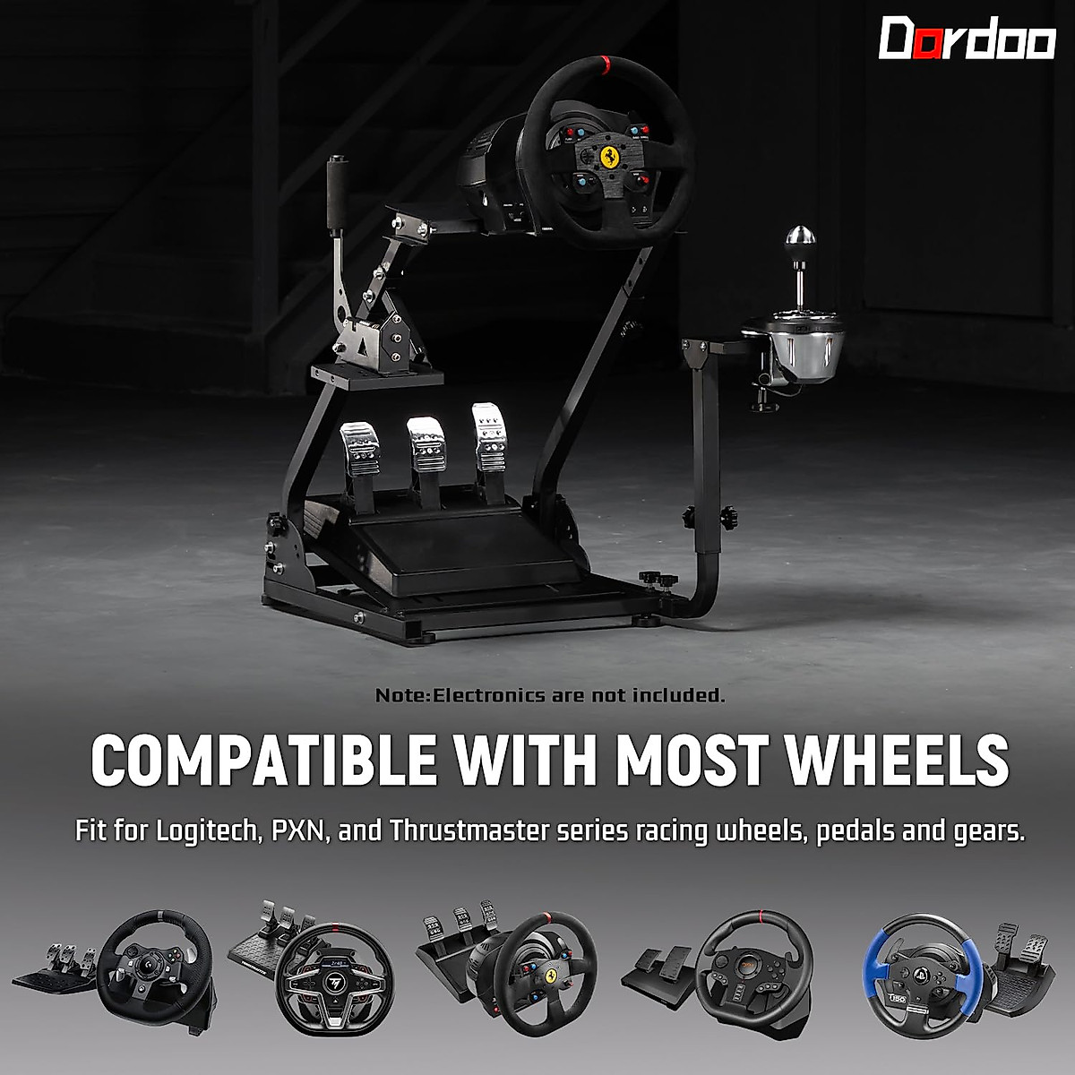 Dardoo Racing Wheel Stand Frame Foldable Fit for Logitech G920 G25 G27 G29 G923, Thrustmaster T80 T150 Driving Force PS4, Adjustable Sim Racing Cockpit Without Steering Wheel Shifter and Pedal