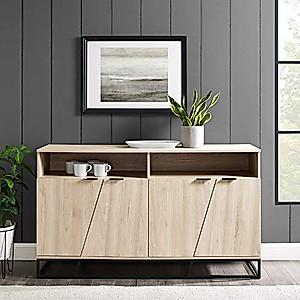 Walker Edison Bristol Angled 4 Door-Sideboard for TVs up to 65 Inches, 58 Inch, Birch