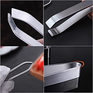 2 Pieces Fish Bone Tweezers, Stainless Steel Flat and Slant Tweezers Pliers Remover Tool (4.6")