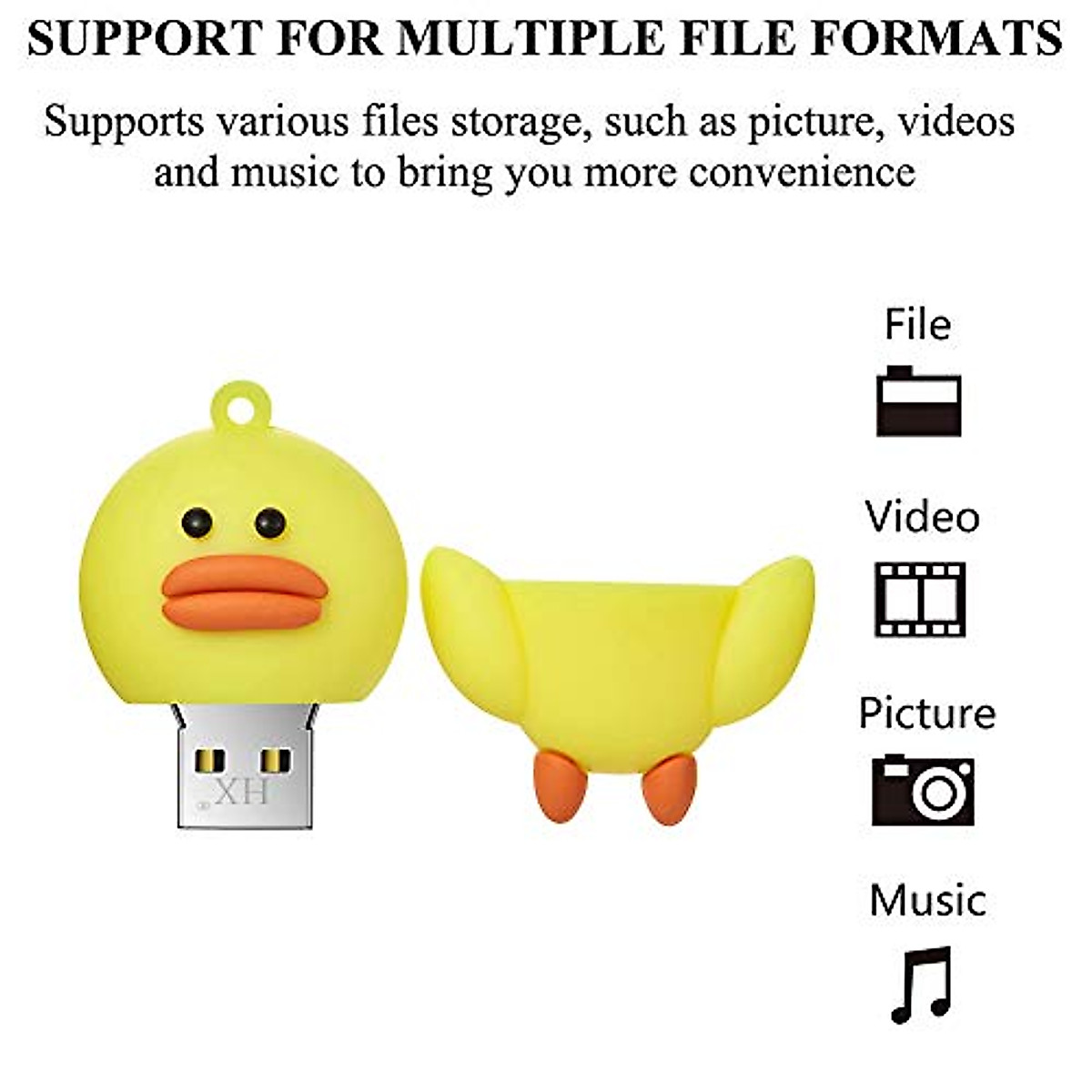 SBR USB Flash Drives,8GB / 16GB / 32GB / 64GB Waterproof Silicone USB 2.0 USB Flash Memory Stick Data Storage Pendrive Thumb Drives (64GB,Yellow Duck)