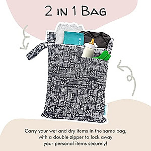 Reusable Swim Diaper and Wet Bag for Babies, Infants & Toddlers - Adjustable Girls Swimming Diaper 0-2 Years and Water Resistant Swim Bag – Zig Zag – 1 Pack by Will & Fox