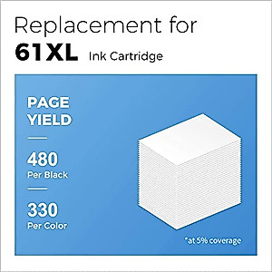 myCartridge 61XL Remanufactured Ink Cartridge Replacement for HP 61 XL 61 Envy 4500 5530 Deskjet 1010 3510 2540 OfficeJet 4635 4630 Printer (1 Black 1 Color)