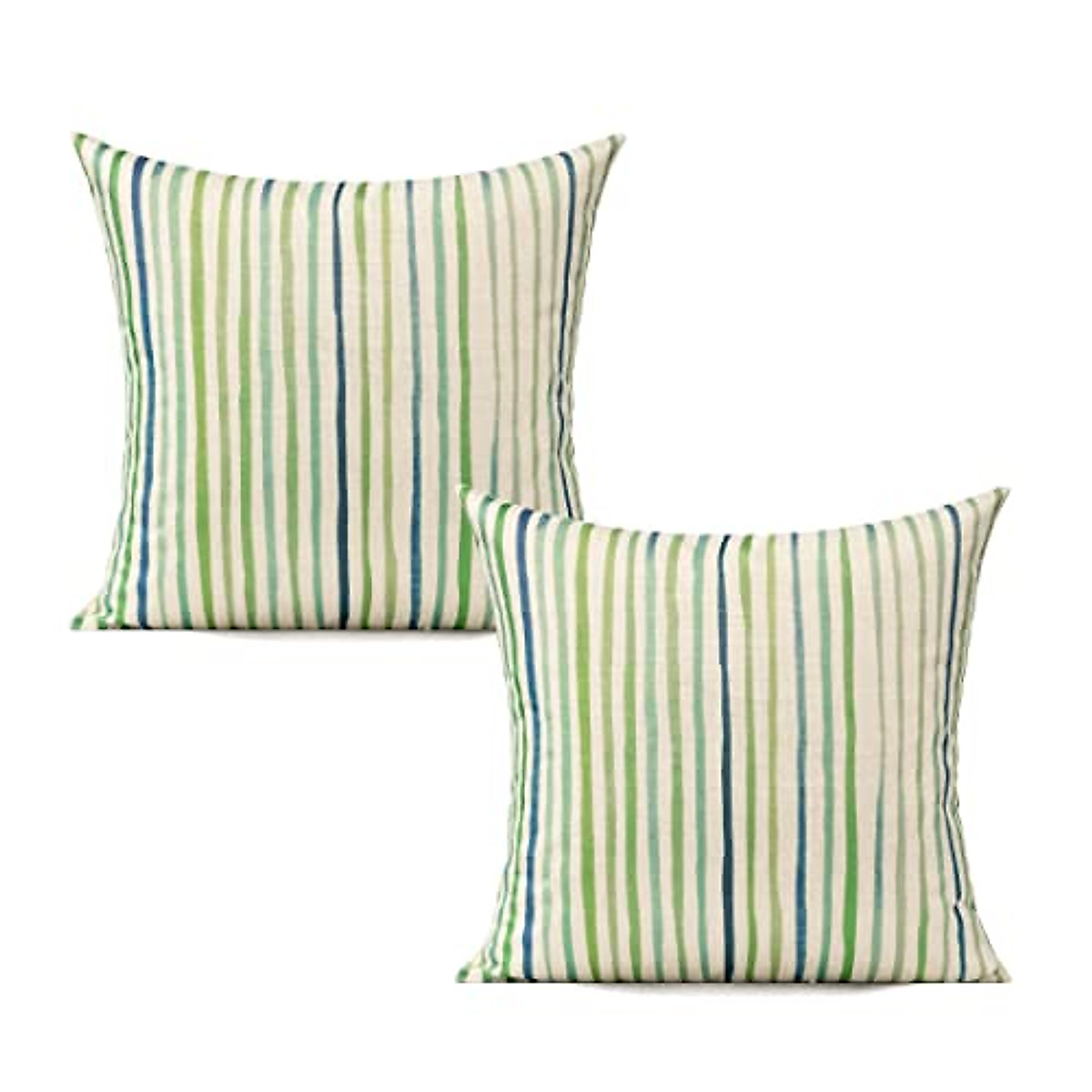 All Smiles Outdoor Green Throw Pillow Covers for Patio Bench Garden Porch Sunbrella Furnitures Sage Lines Stripes Cushion Cases Decorative 18x18 Set of 2 for Sofa Couch