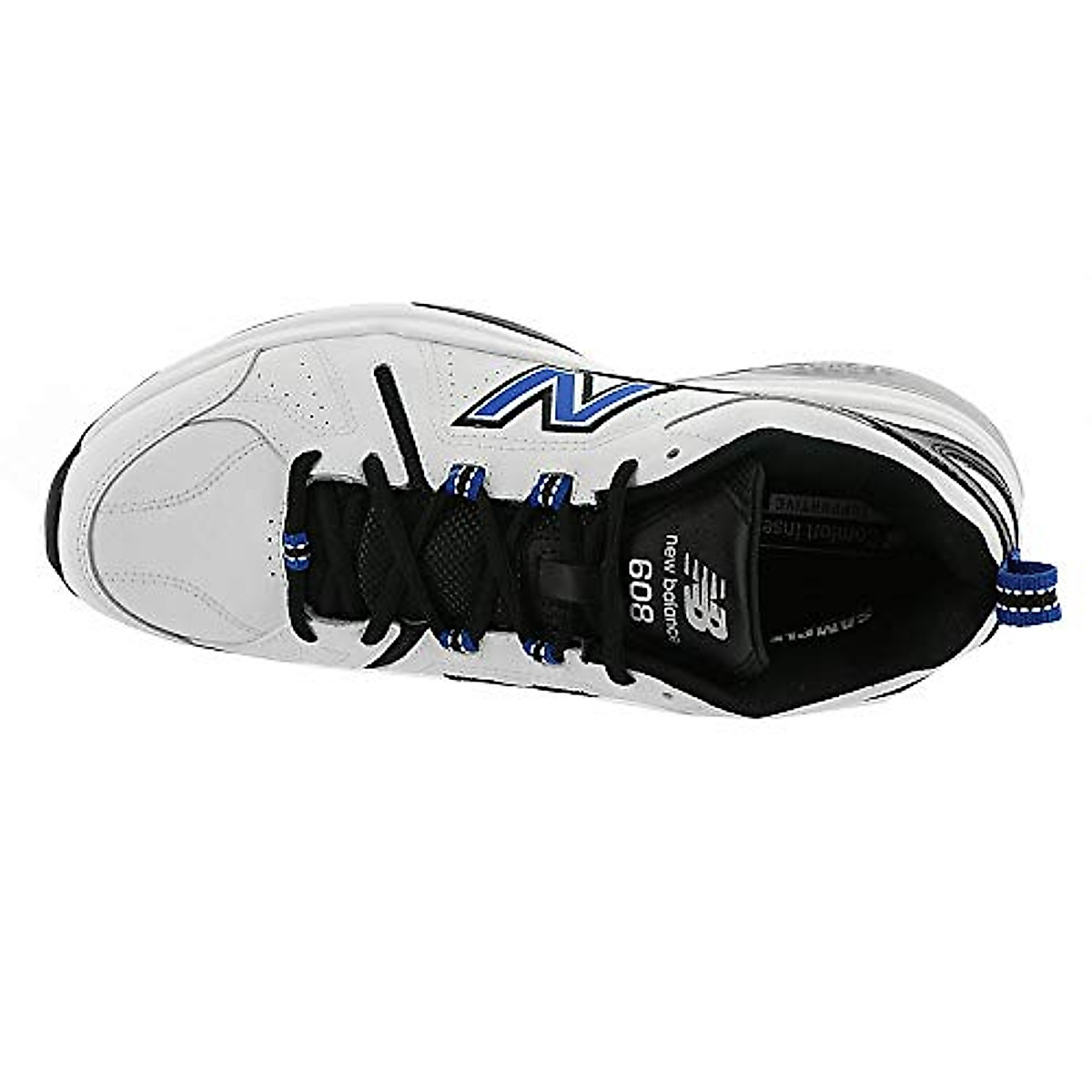 New Balance Men's 608 V5 Casual Comfort Cross Trainer, White/Team Royal, 8.5