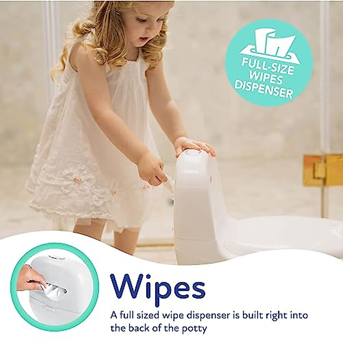 Nuby My Real Potty Training Toilet with Life-Like Flush Button & Sound for Toddlers & Kids, White