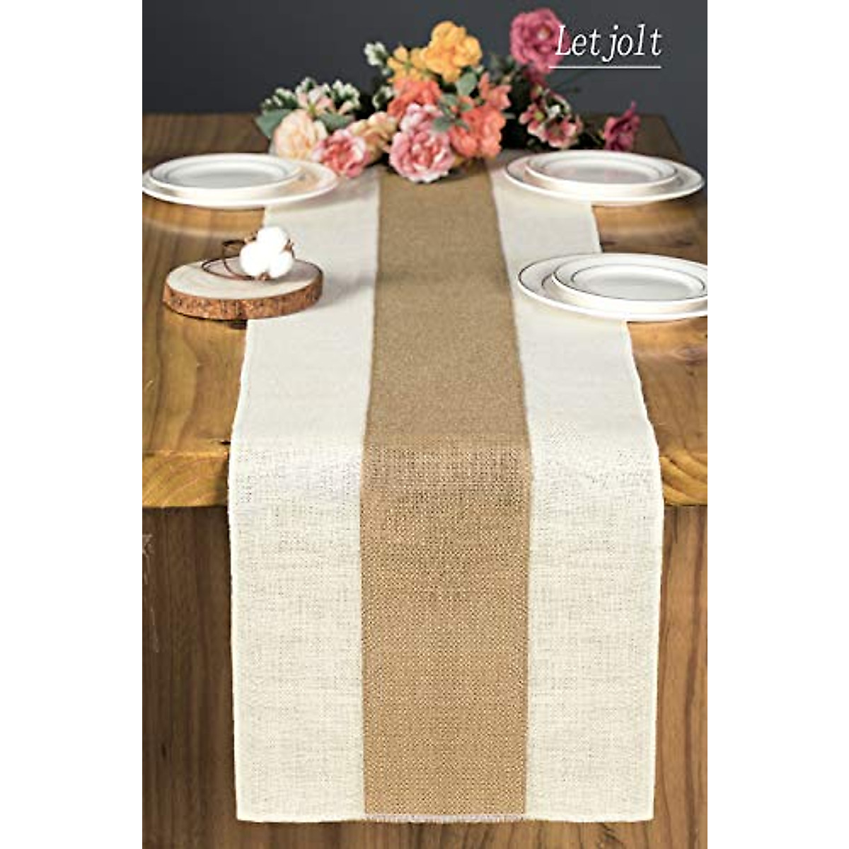 Burlap Table Runner Rustic Table Runner Farmhouse Table Decor Macrame Table Runner Jute Woven Fabric, Light Colour Edge 12x72 Inches