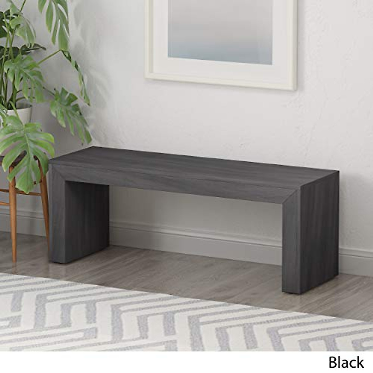 GDF Studio Farmhouse Acacia Wood Dining Bench, Black