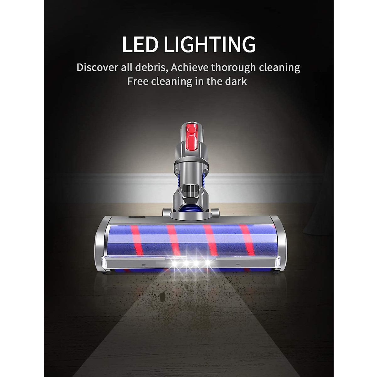 E.LUO Floor Head Soft Roller Brush Compatible with Dyson V7 V8 V10 V11 V15 Vacuum Cleaners Parts Rotatable Motorhead