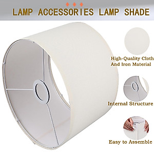 Drum Lamp Shade, Natural Round Linen Lamp Shades for Floor Lamp Replacement, Small Fabric Cylinder Decorative Lampshade with E27 Adapters for Table Lamp Bedside Lamp Chandeliers(White)(1.65" Spider)
