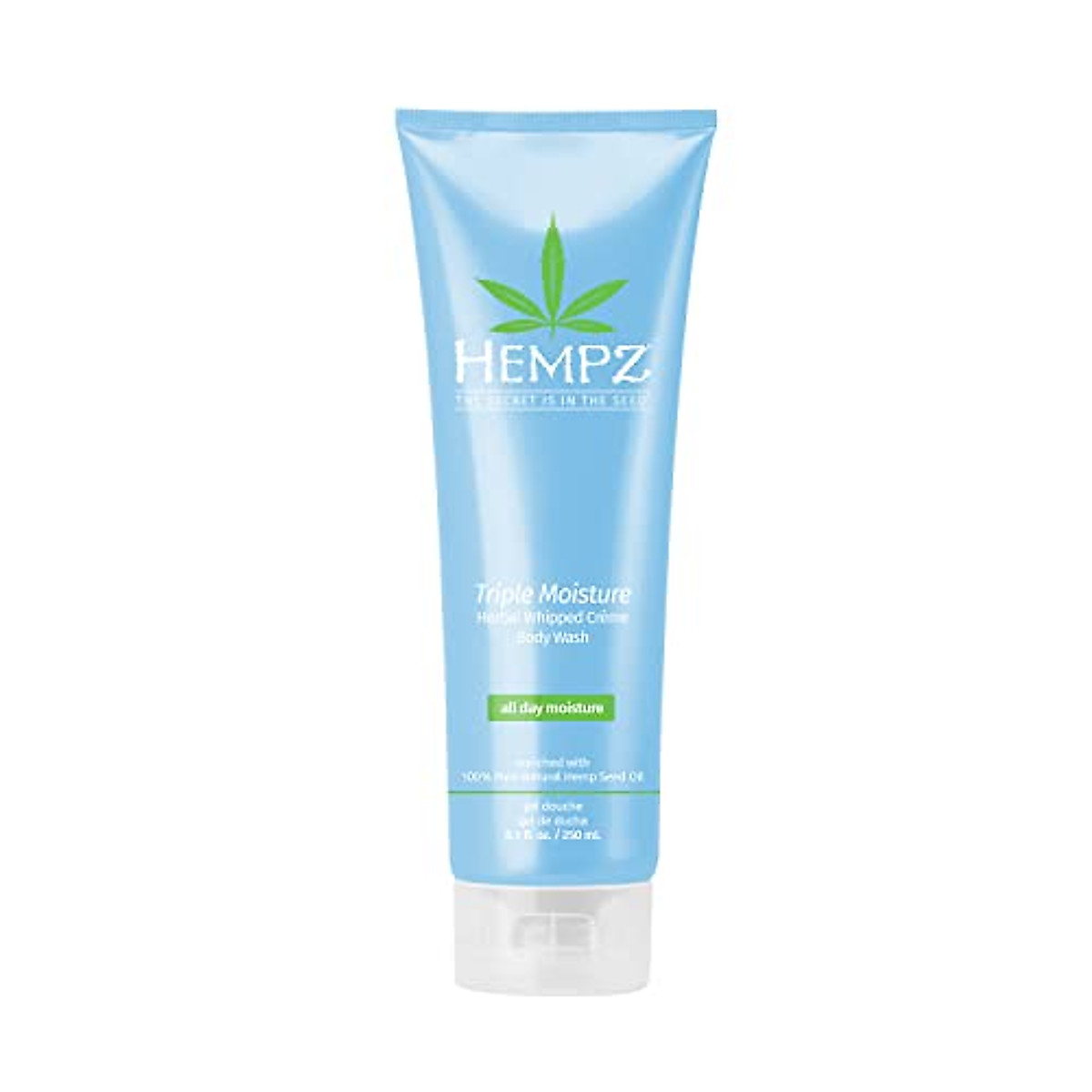 Hempz Triple Moisture Herbal Whipped Creme Body Wash 8.5 oz. - Scented Shower Gel for Women and Men, Unisex Personal Care Products - Paraben-Free Anti-Aging Bath Soap that Hydrates and Gently Cleanses