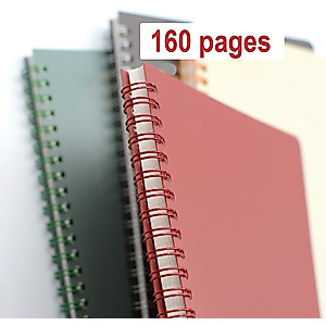 Yansanido Spiral Notebook, 4 Pcs 8.3 Inch x 5.9 Inch A5 Thick Plastic Hardcover 8mm Ruled 4 Color 80 Sheets -160 Pages Journals for Study and Notes (style 10-Wine Red,Brown,Green,ivory, A5)