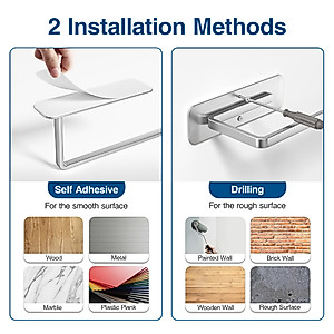 Paper Towel Holder Under Cabinet - Both Available in Adhesive and Drilling - Upgraded Aluminum Paper Towel Holder Wall Mount - Kitchen Towel Holder