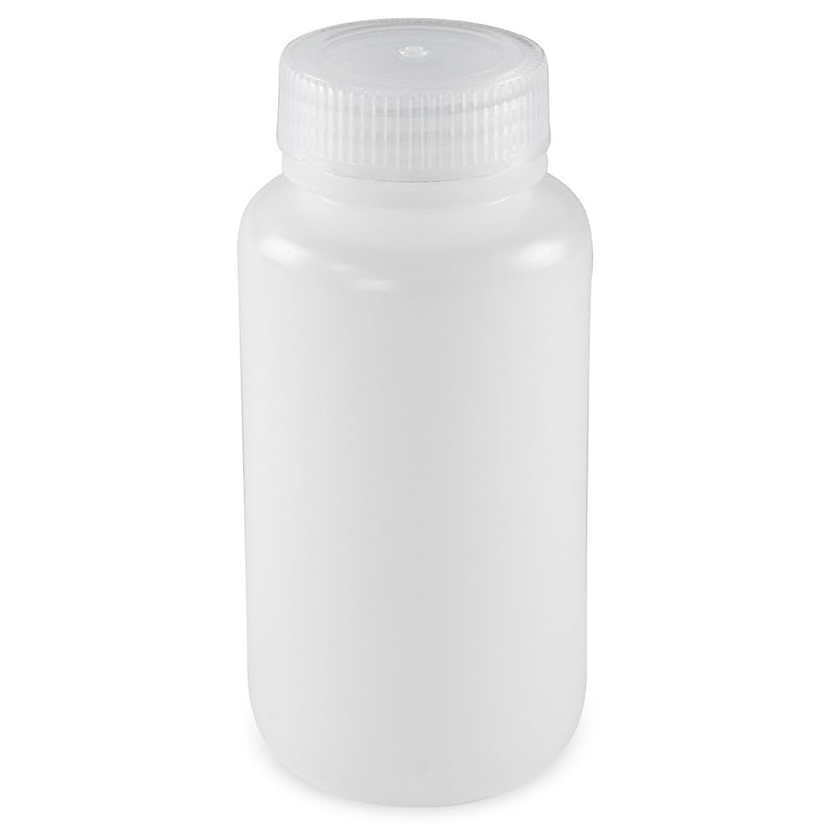 Globe Scientific, Diamond Essentials Bottle, Wide Mouth, Round, HDPE with PP Closure, 250mL, Bulk Packed with Bottles and Caps Bagged Separately, 250/Case, 7510250BKS
