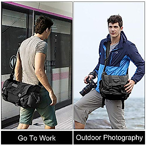 CADeN Camera Bag Case Canvas Compatible for Nikon, Canon, Sony DSLR/SLR Mirrorless Camera with Tripod Holder, Camera Shoulder Messenger Bag for Men/Women(1.0 Black)