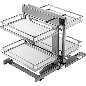 YEKIM Corner Pull Basket Kitchen Cabinet, Soft Close Blind Corner 4 Shelves, 2 Tier Sliding Cabinet Organizer, Kitchen Cabinet Corner Shelving Corner Swivel Organizer