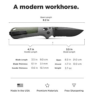 Benchmade - Redoubt 430 Tactical Knife with Overlander Gray Grivory Handle (430SBK)