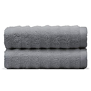Cosy House Collection 2-Pack Classic Cotton Washcloth Towel Set - Ultra Soft, Absorbent & Quick Drying - Luxury 100% Cotton Plush Towel - for Bathroom, Shower & Kitchen (Washcloth, Grey)