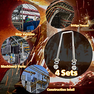 FITHOIST 4Pack Square U-Bolt 1/2"-13 Thread Size, 304 Stainless Steel U Bolts 1/2" D x 3-1/16" W x 7-5/16" L with Washers & Nuts, for Replacement Parts and Accessories for Sailboat Trailer