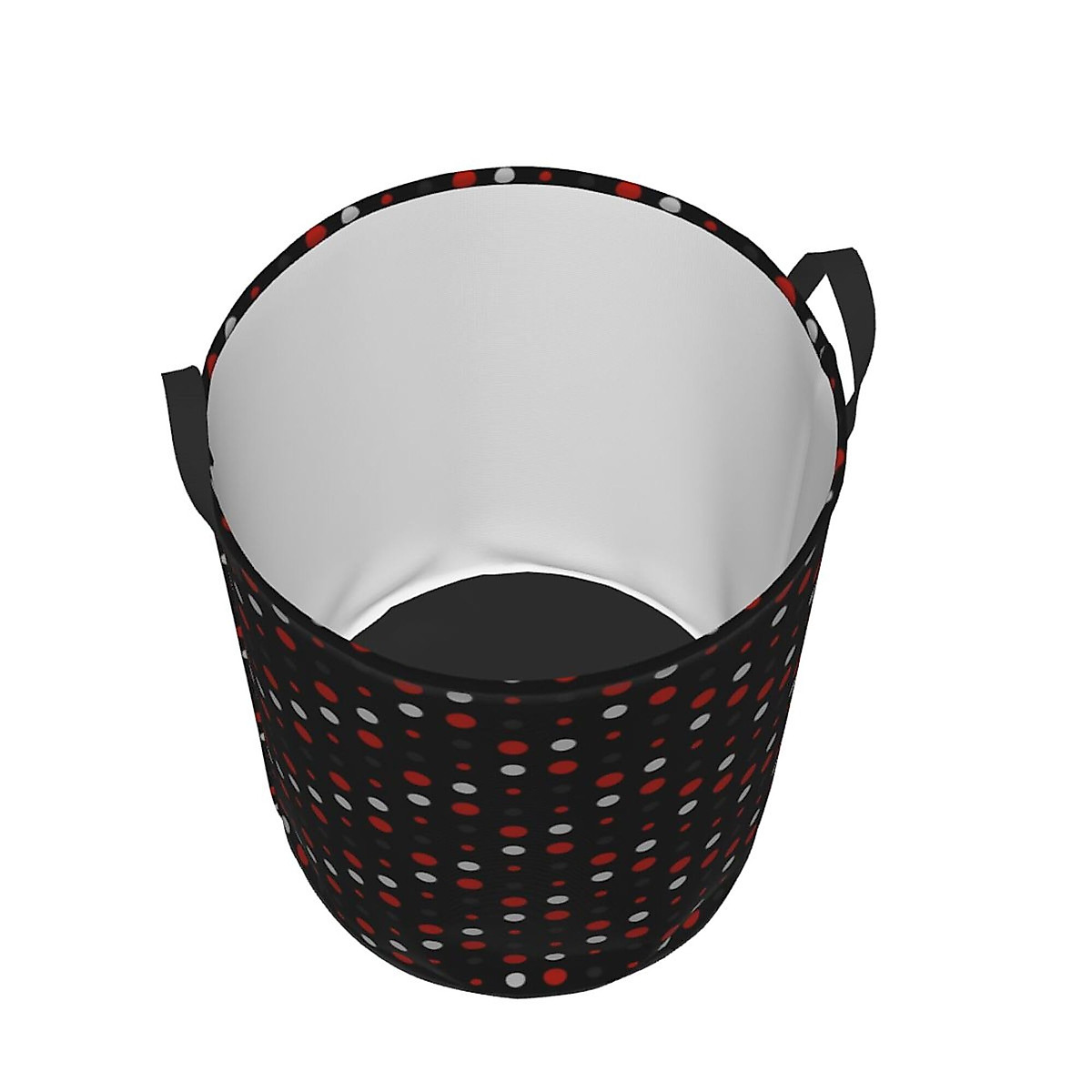 Large Laundry Basket, Dirty Clothes Hamper Toys Storage Bag Red, Black, Gray and White Dots Waterproof Foldable Washing Bin for College Dorms 15.7" x 19.6"